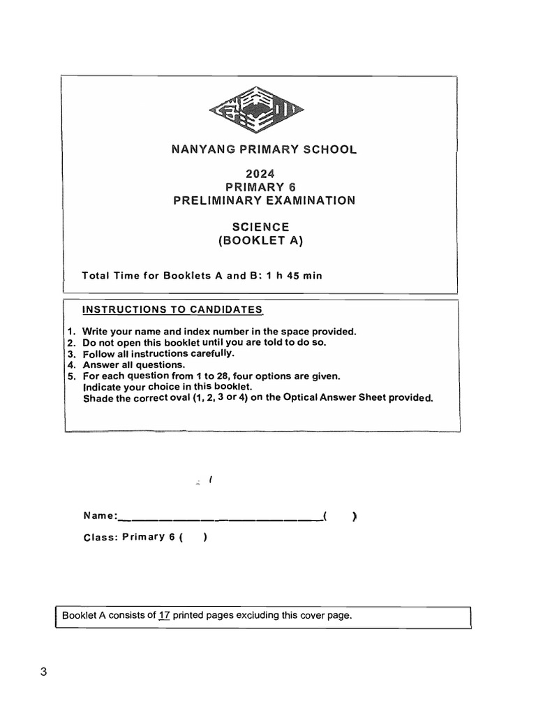 2024-P6-Science-Prelim Exam-Nanyang | PDF | Electricity | Physical ...