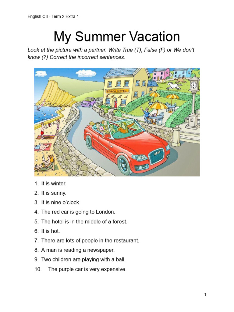 Summer Vacation ESL Lesson | PDF | Games & Activities | Foreign ...