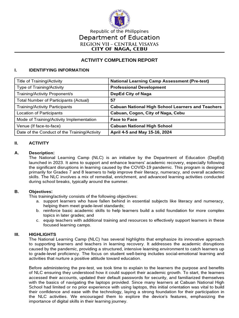 NLC ACR | PDF | Learning | Educational Assessment