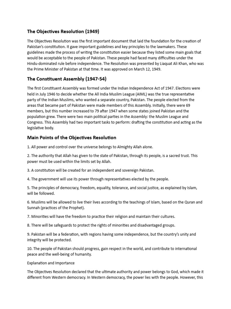 The Objectives Resolution 45 | PDF | Pakistan | All India Muslim League