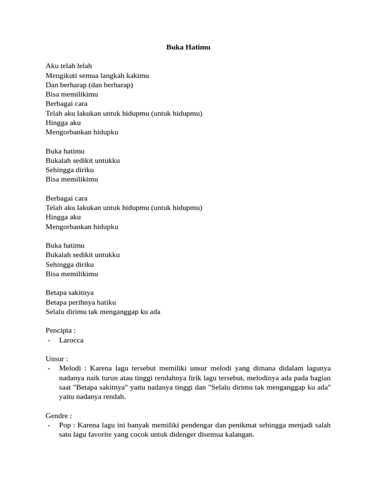 Buka Hatimu | PDF | Seni & Disiplin Bahasa | Puisi