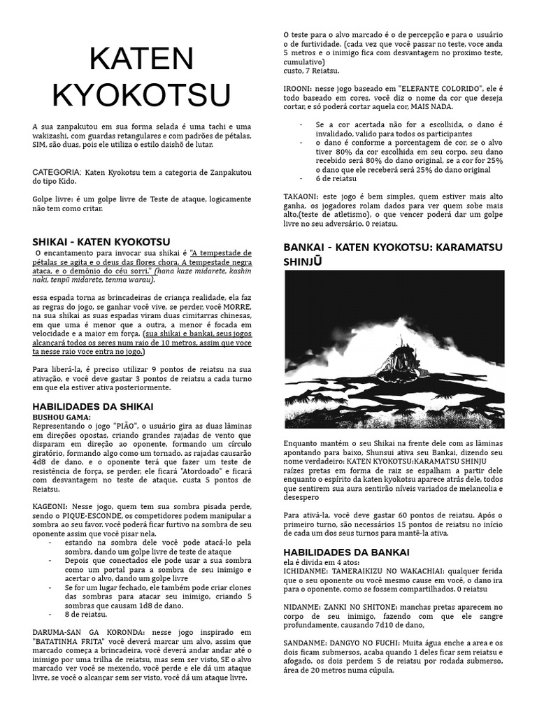 Katen Kyokotsu: Poderes e Jogos | PDF