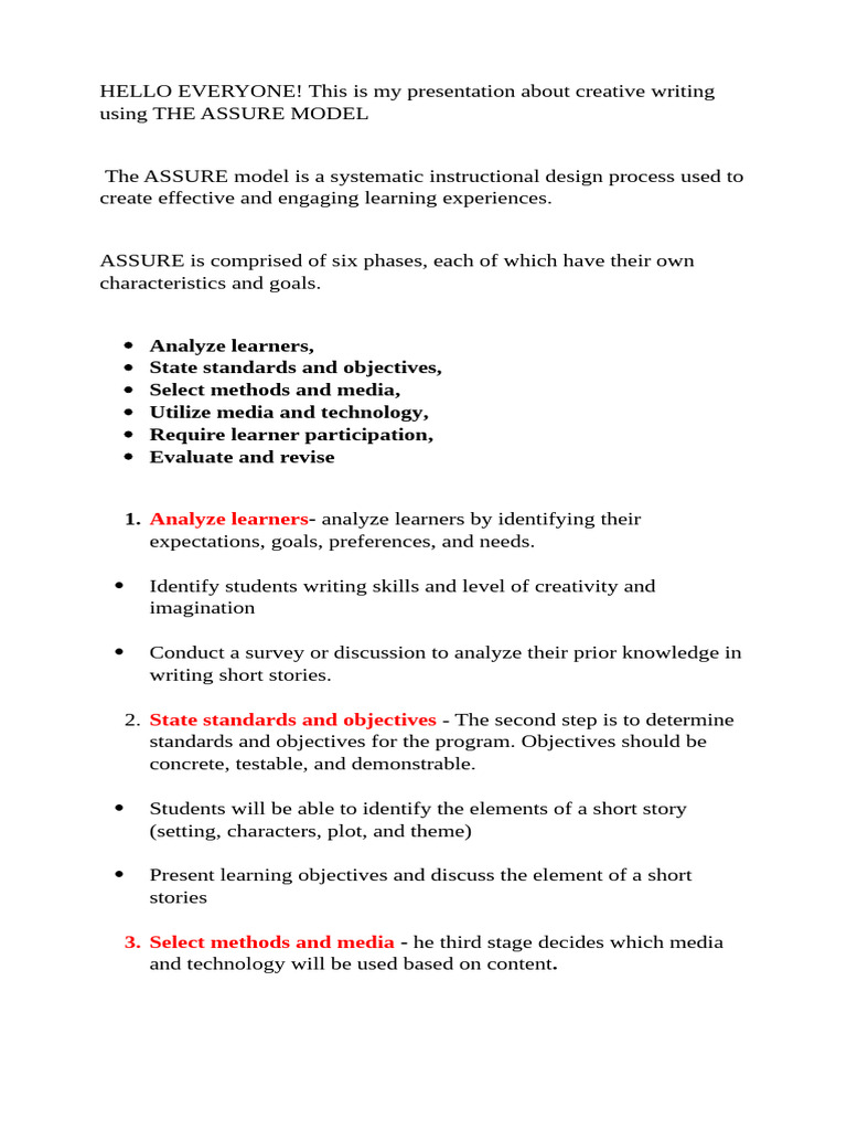 ASSURE SCRIPT | PDF | Pedagogy | Teaching
