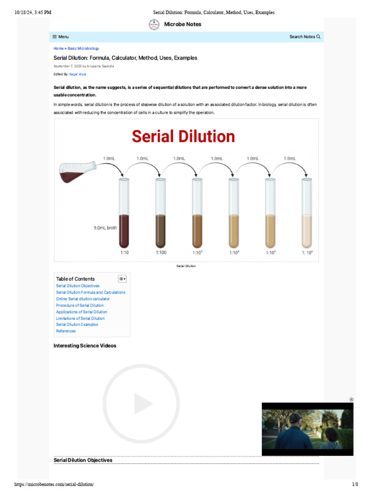 Serial Dilution: Methods and Examples | PDF | Concentration | Microbiology