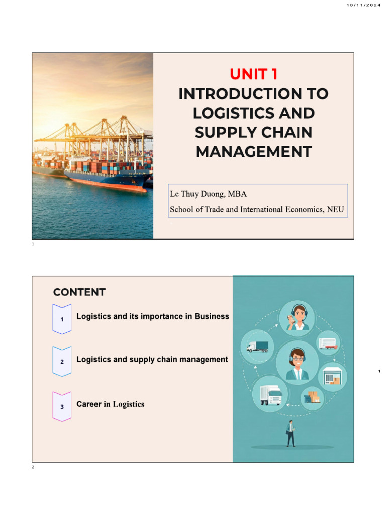 (LMS) English For Logistics (TOPIC 1 - Introduction To Logistics and ...