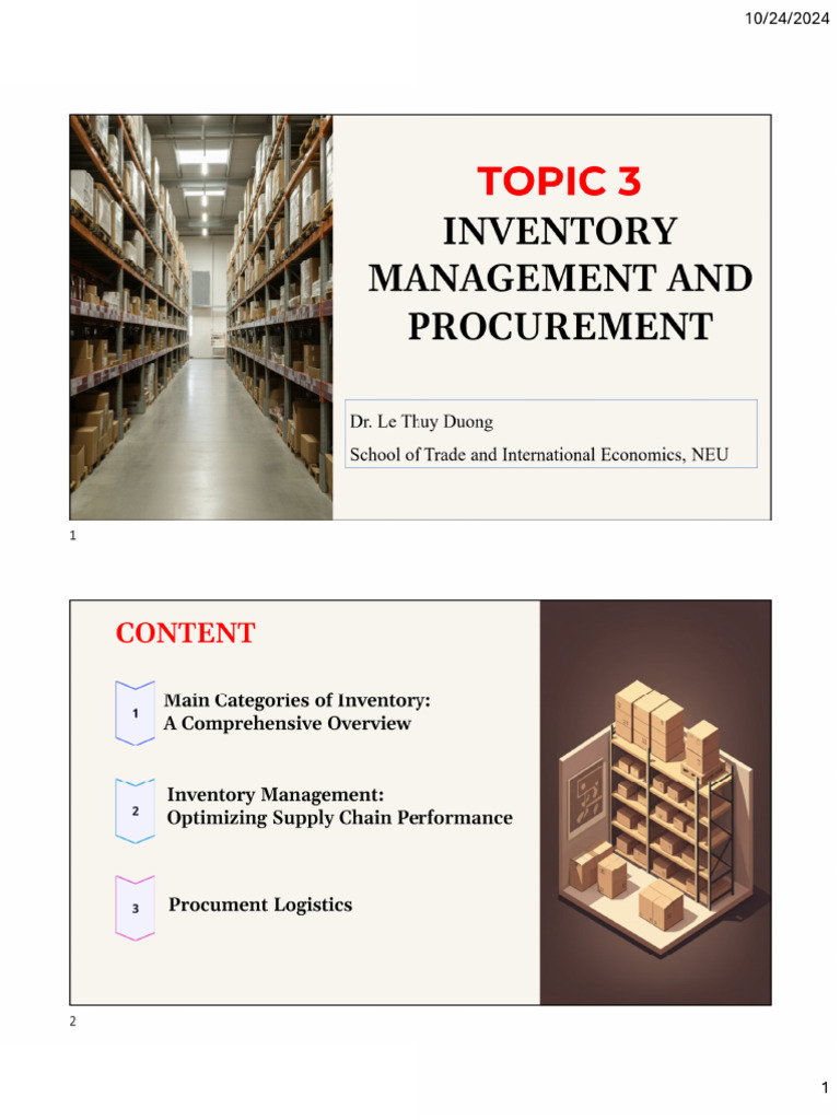 (LMS) English For Logistics (TOPIC 3 - Inventory Management and ...