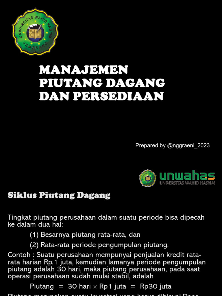 Manajemen Piutang Dan Persediaan | PDF | Bisnis | Pengelolaan Keuangan ...