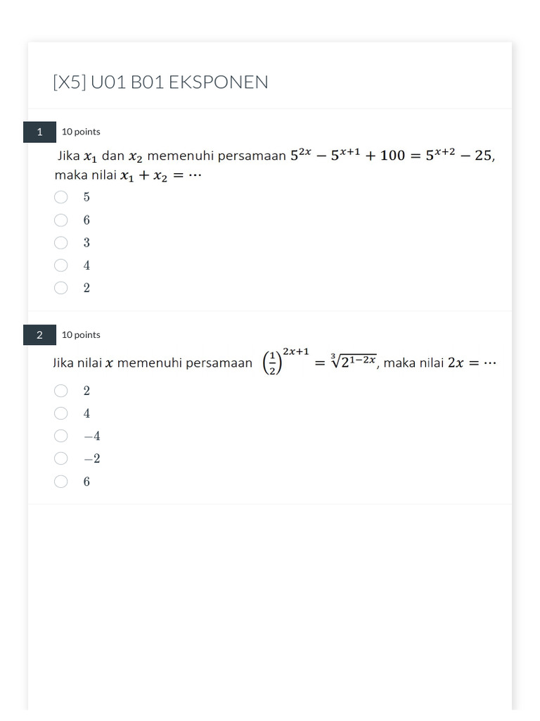 (X3) U01 B01 Eksponen | PDF