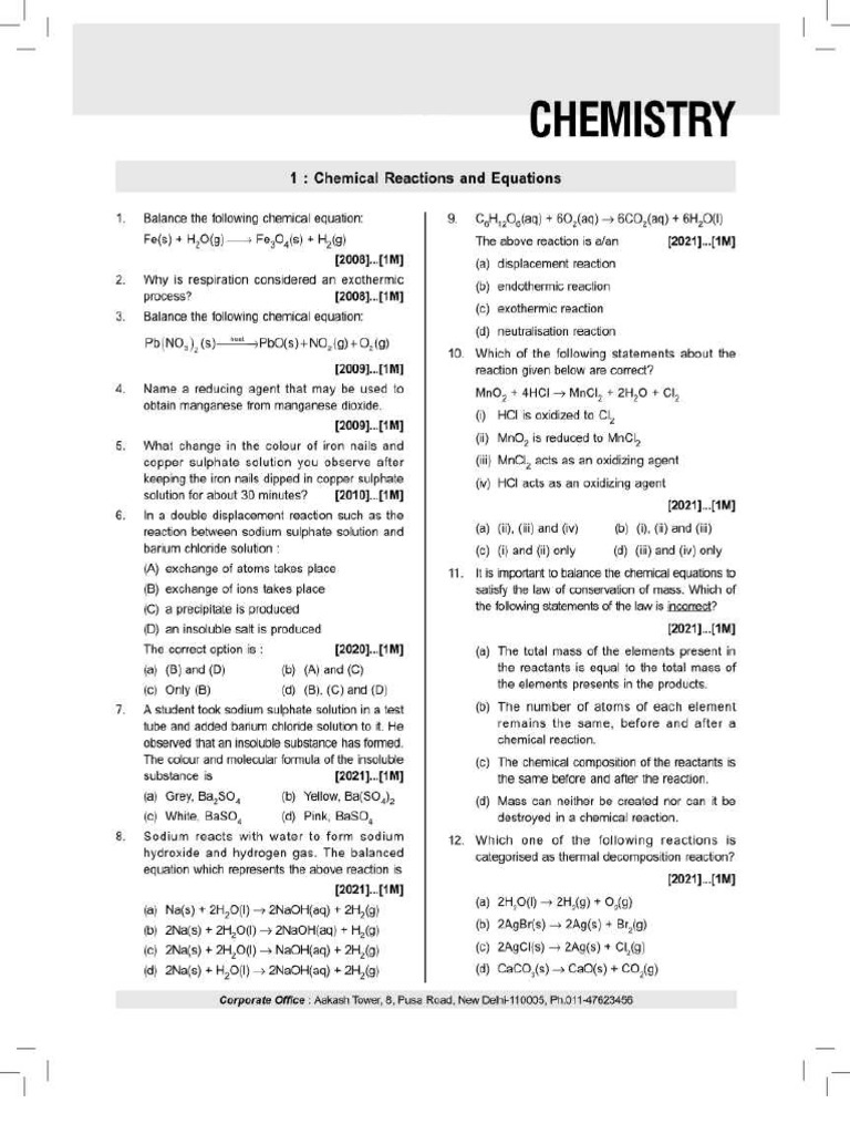 Class 10 Chapter Wise PYS (Sci.& Maths) | PDF