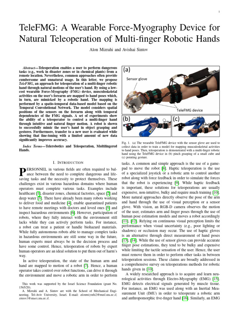 TeleFMG: Wearable Device for Robotic Control | PDF | Electromyography ...