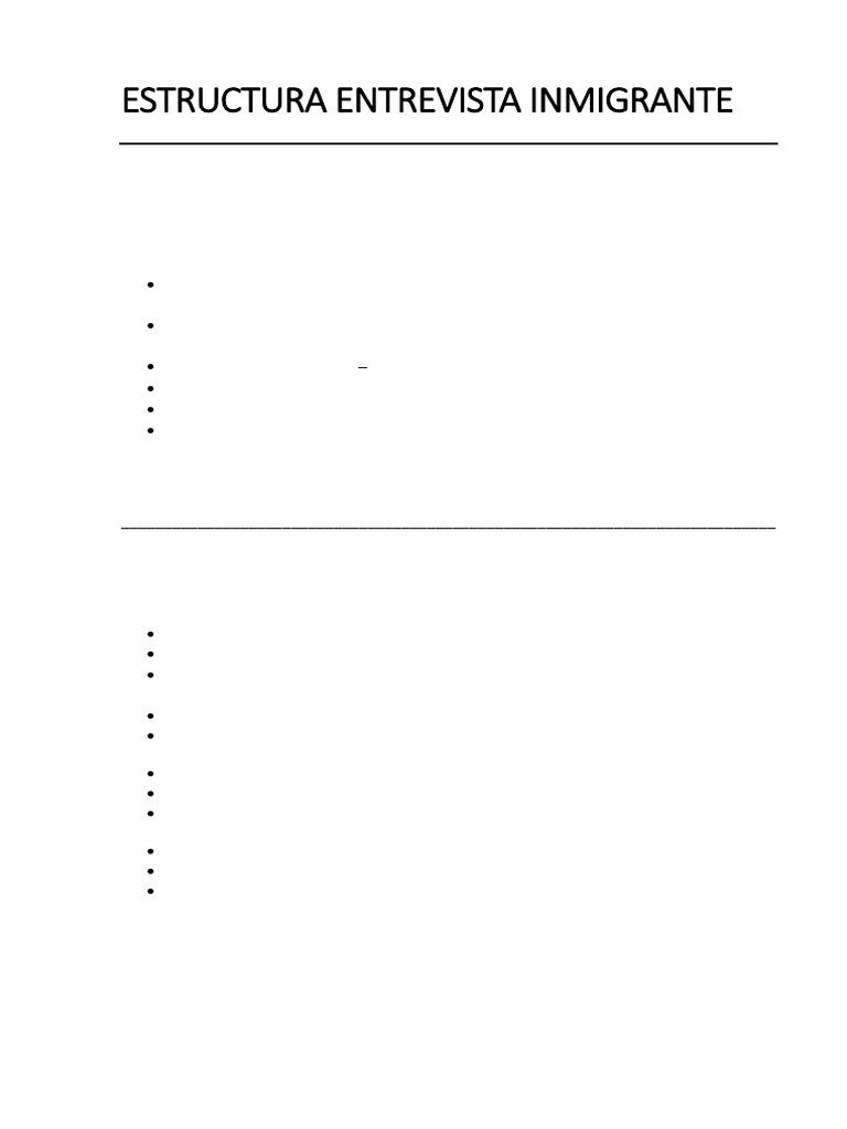 Estructura Entrevista Inmigrante | PDF | Migración humana
