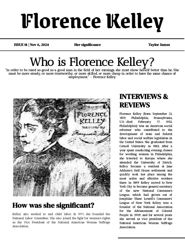 Florence Kelley | PDF | Society Of The United States | Woman