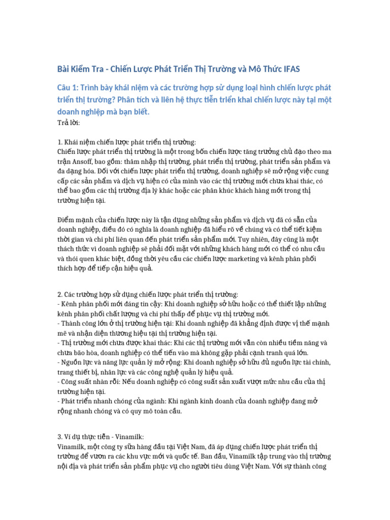 Bai Kiem Tra Chien Luoc IFAS | PDF