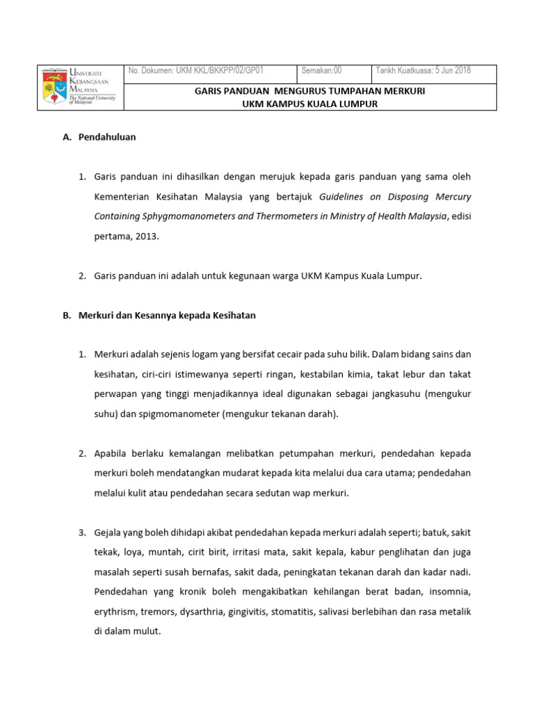 Garis Panduan Merkuri KKL | PDF