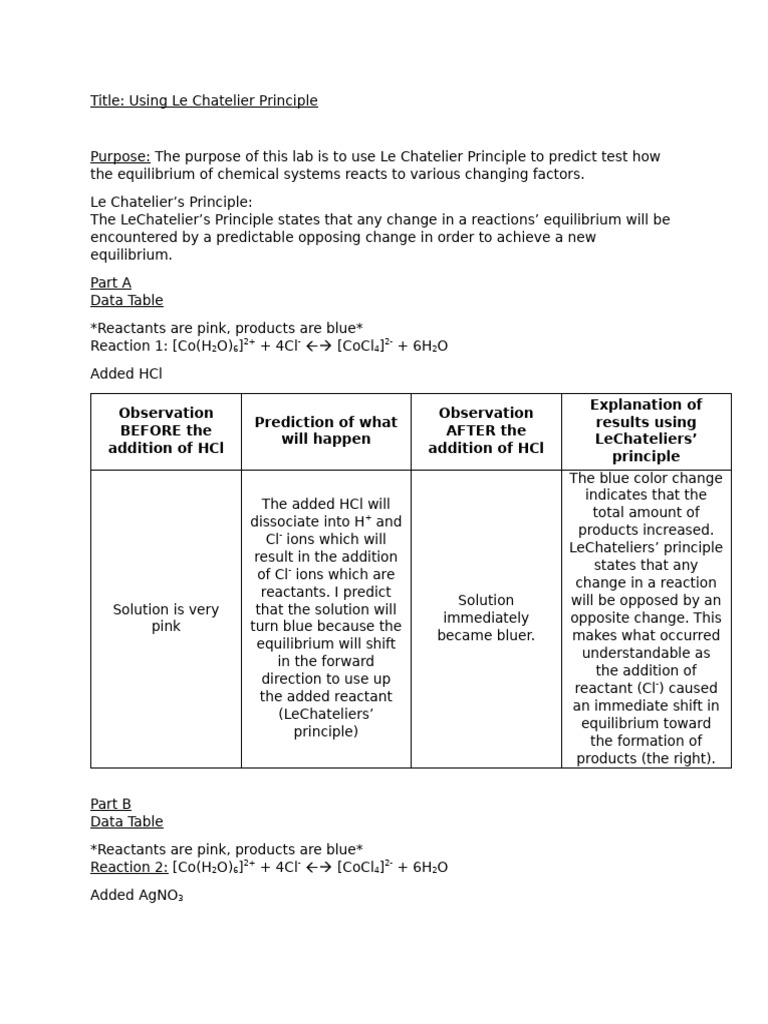 Le Chatelier's Principle | PDF | Chemical Equilibrium | Chemical Reactions