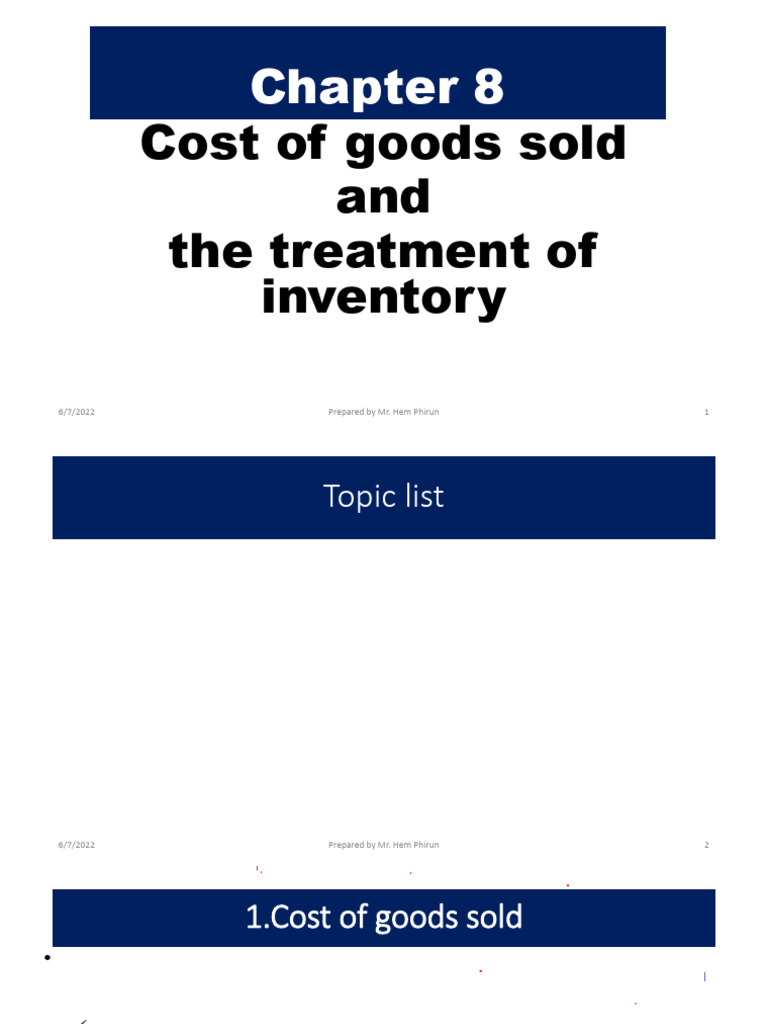 chapter8 cost of goods sold and the treatment of inventory | PDF | Cost Of Goods Sold | Inventory