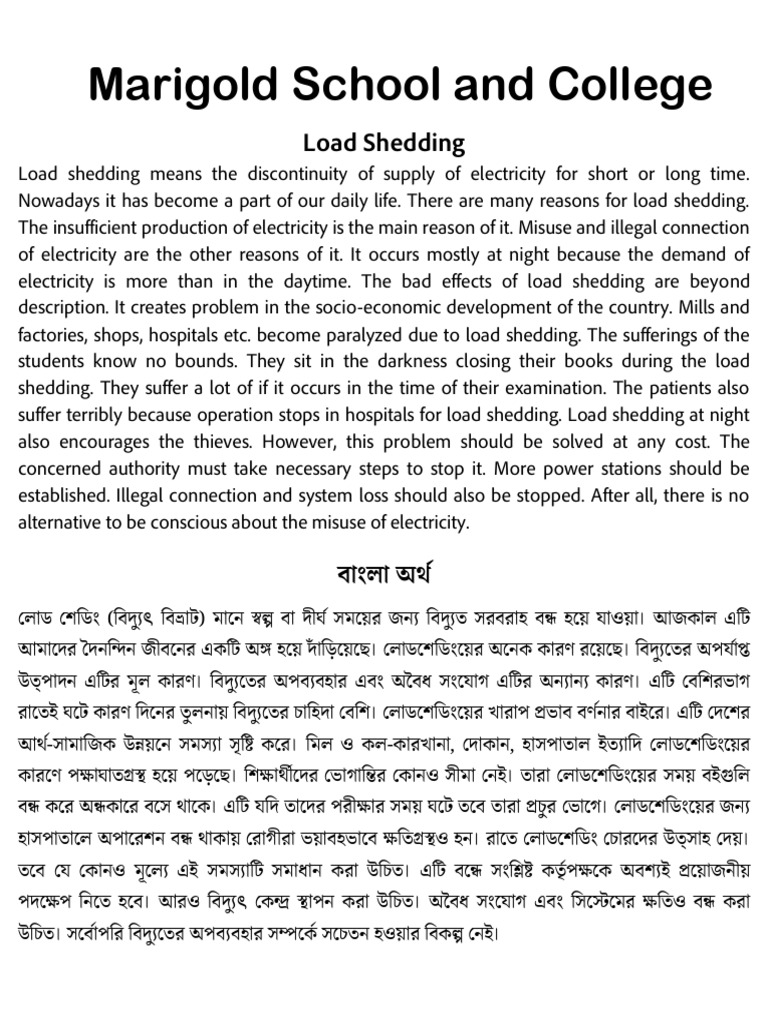 Load Shedding (Easy) | PDF