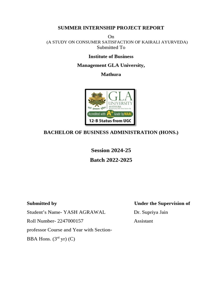 SIP Final Report YASH | PDF | Ayurveda | Alternative Medicine