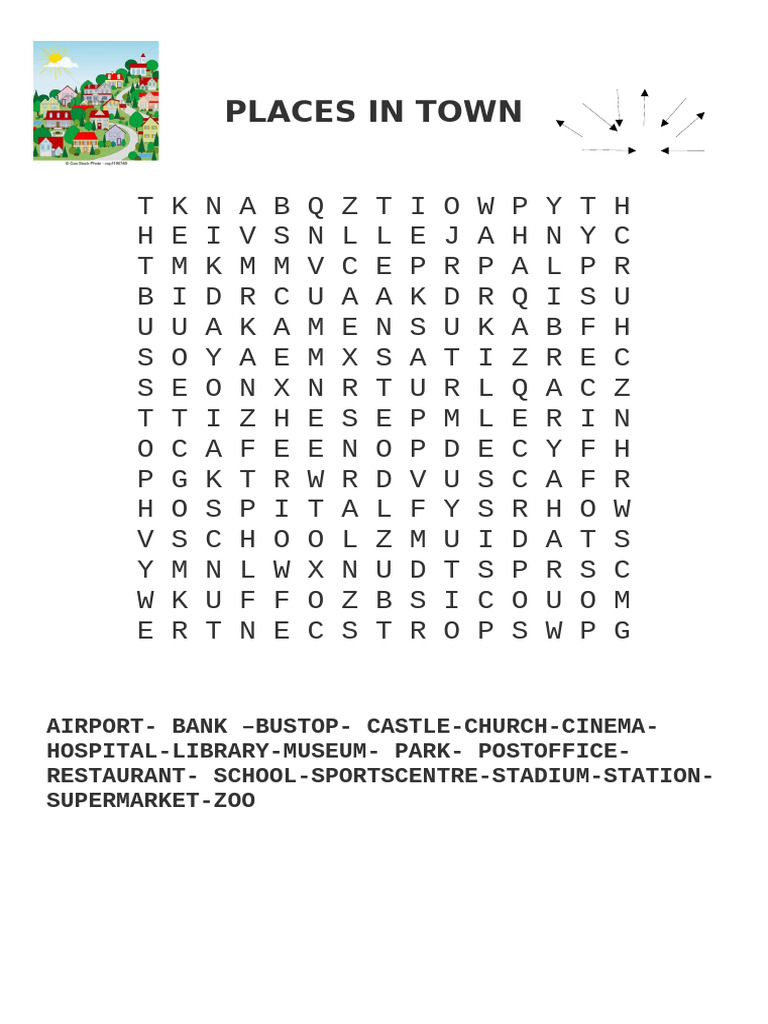 Places in Town Crosswords 71135 | PDF