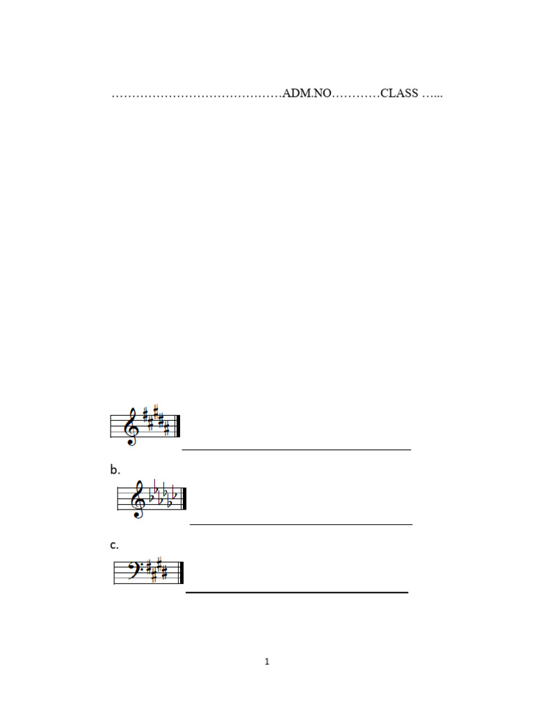 Form 1 Music Holiday Assignment | PDF