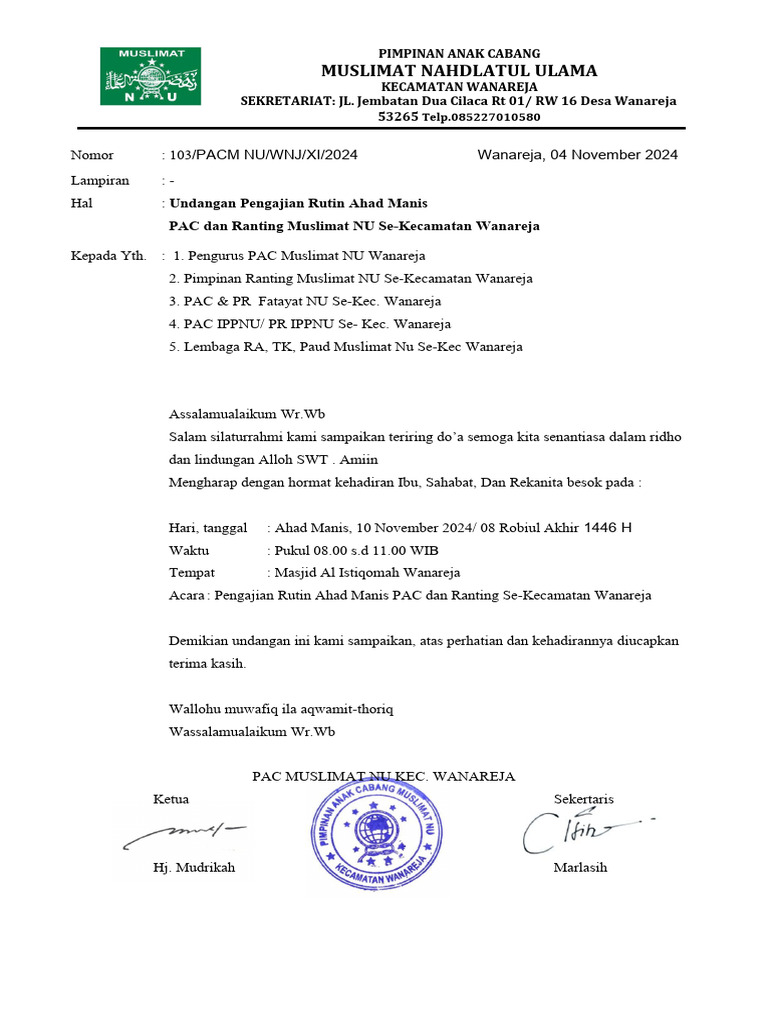 Undangan Ahad Manis 10 November 2024 | PDF