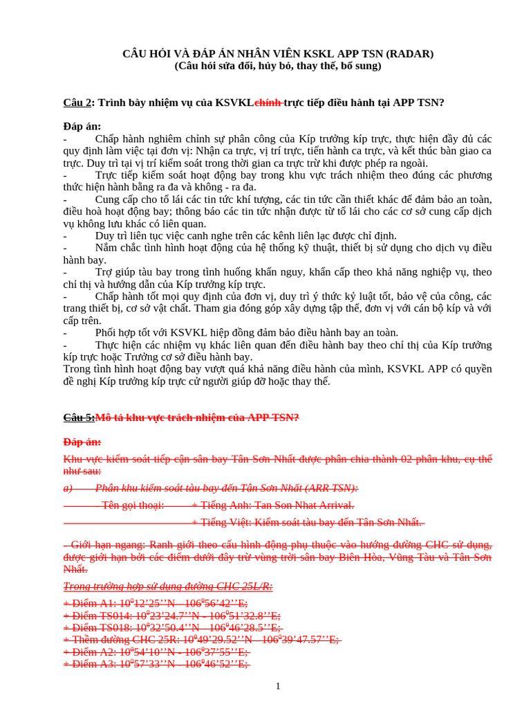 Cau Hoi Va Dap An Van Dap KSKL TSN Radar | PDF