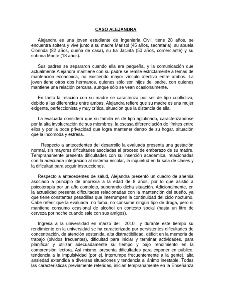 Caso Alejandra | PDF | Sicología