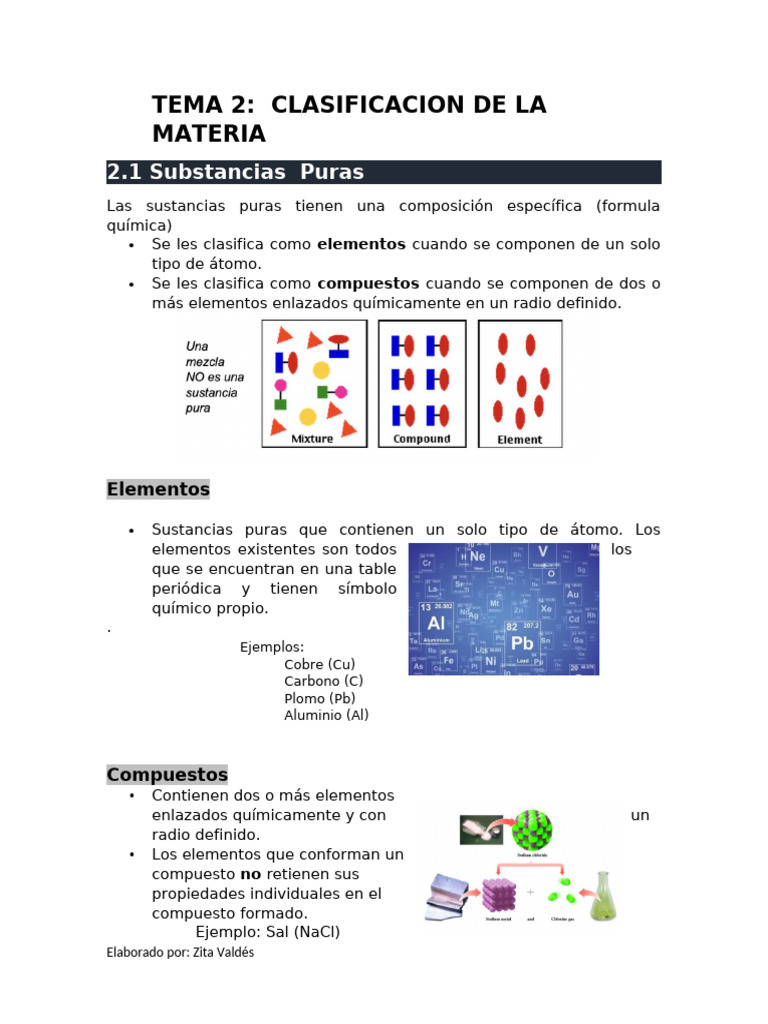 TEMA 2 Clasificación de La Materia | PDF