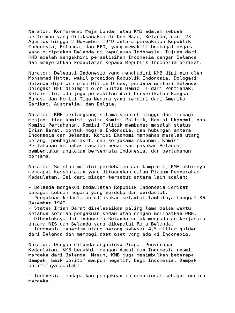 Naskah Narator Video Perundingan KMB | PDF