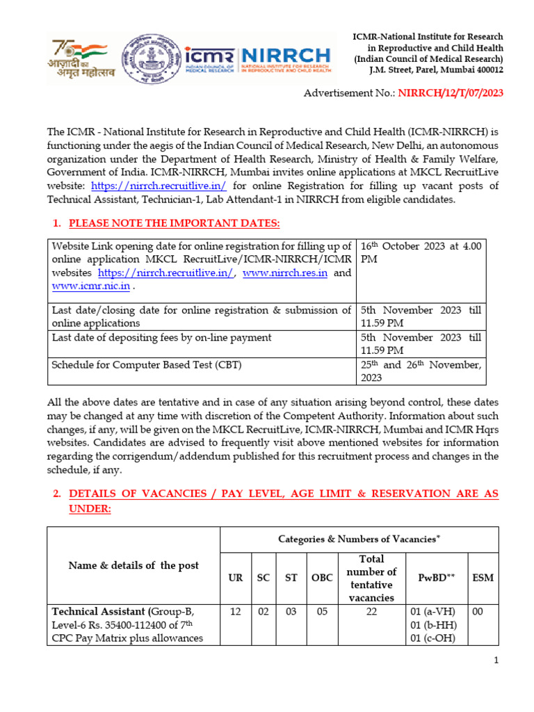 ICMR Recruitemnt 2023 | PDF | Multiple Choice