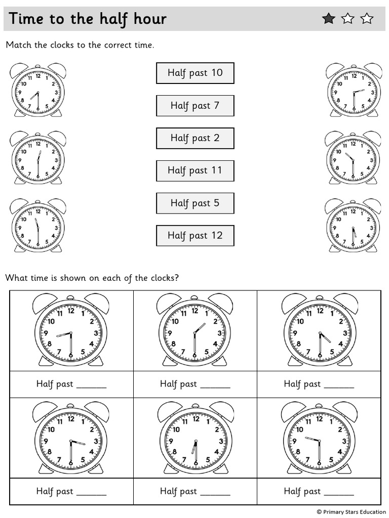 Y2 Telling Time - Hour - Half Past | PDF