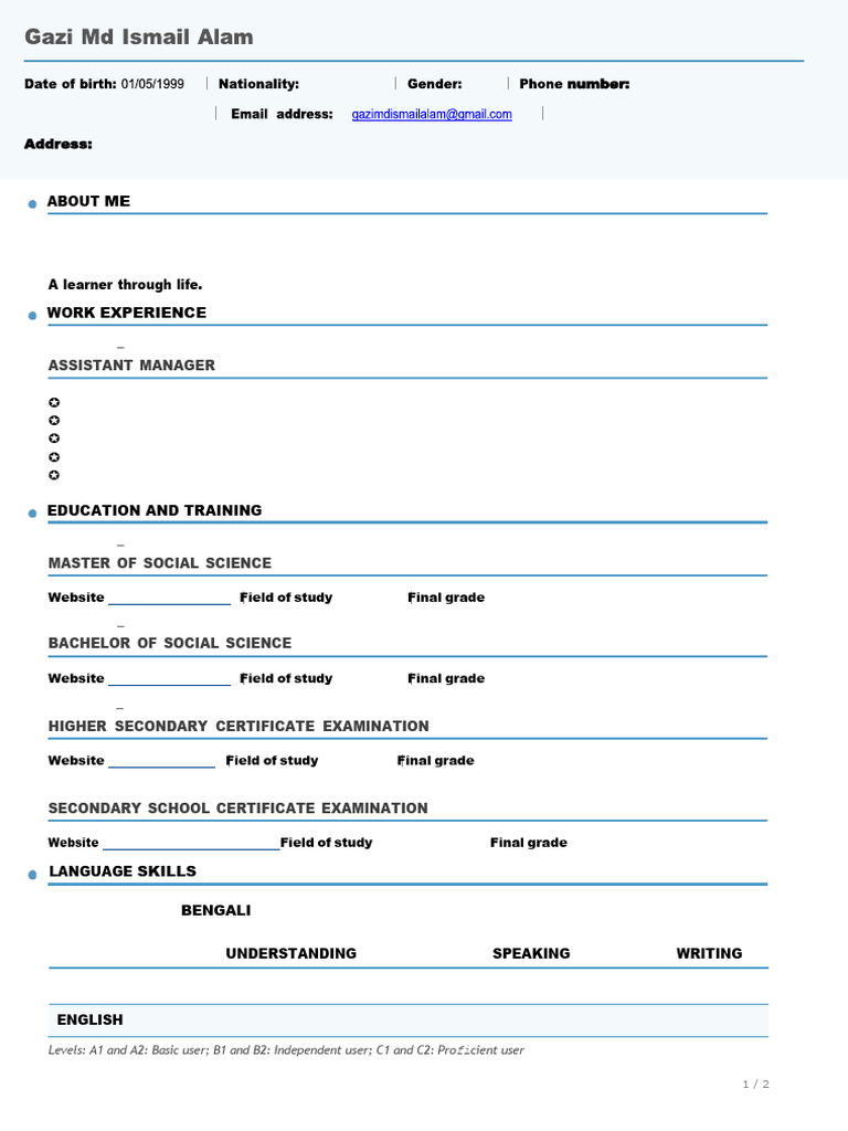 Resume of Gazi MD Ismail Alam | PDF | Bangladesh