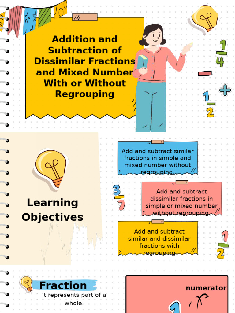 Addition and Subtraction of Dissimilar Fractions Mathematics ...
