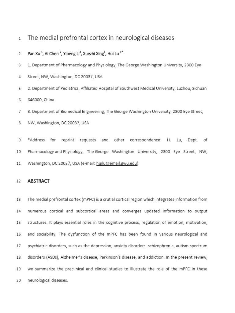 Xu et. al. (2019) | PDF | Prefrontal Cortex | Pyramidal Cell