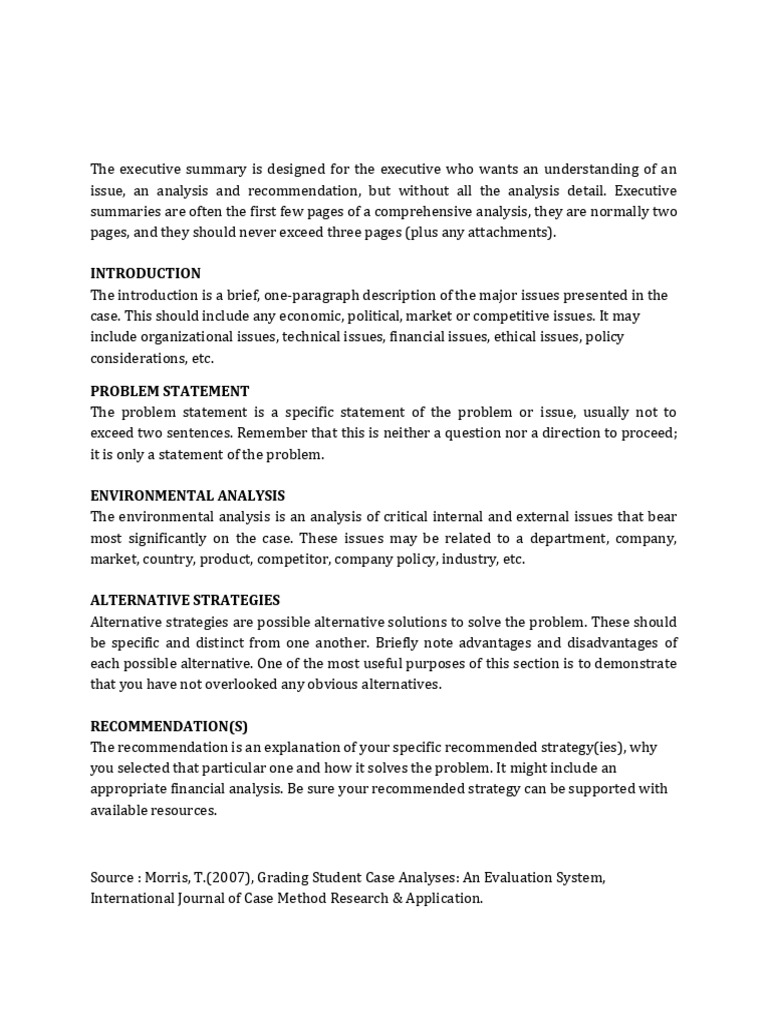 Executive Summary Format For HBR Case Analysis | PDF | Career & Growth ...