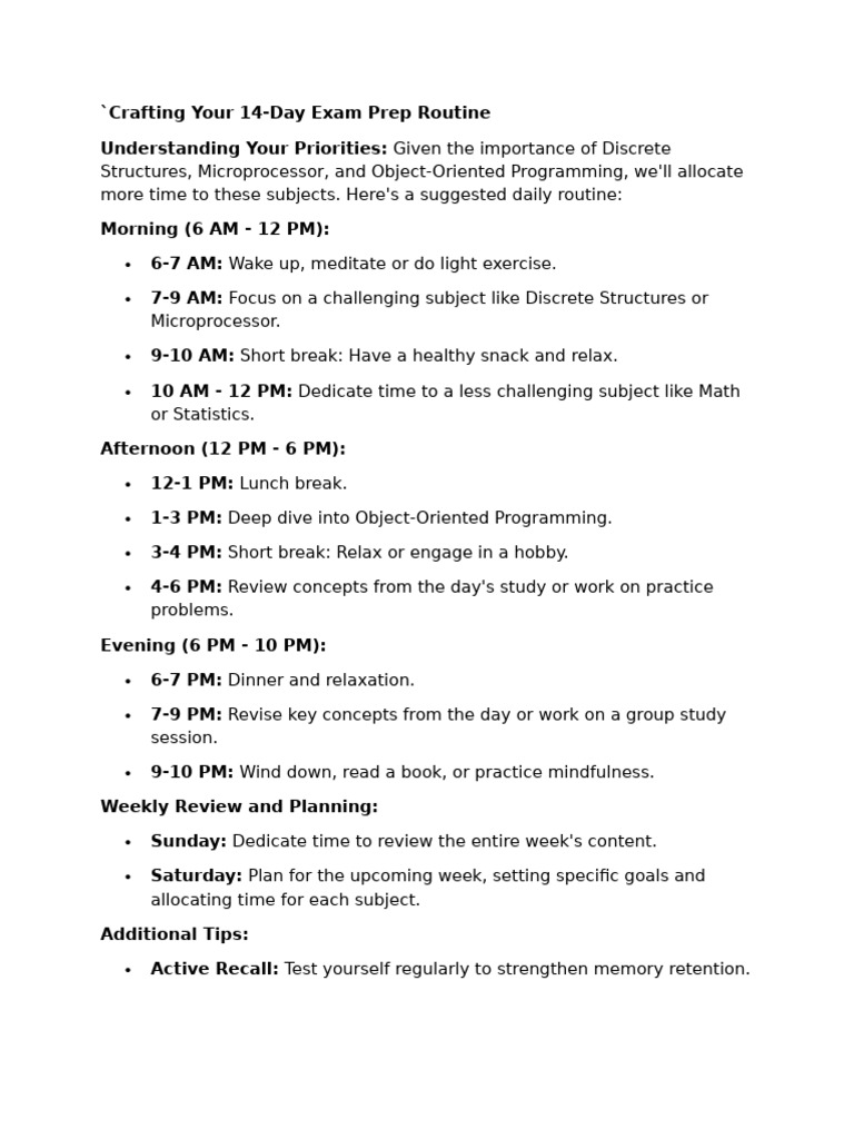 Study Plan | PDF