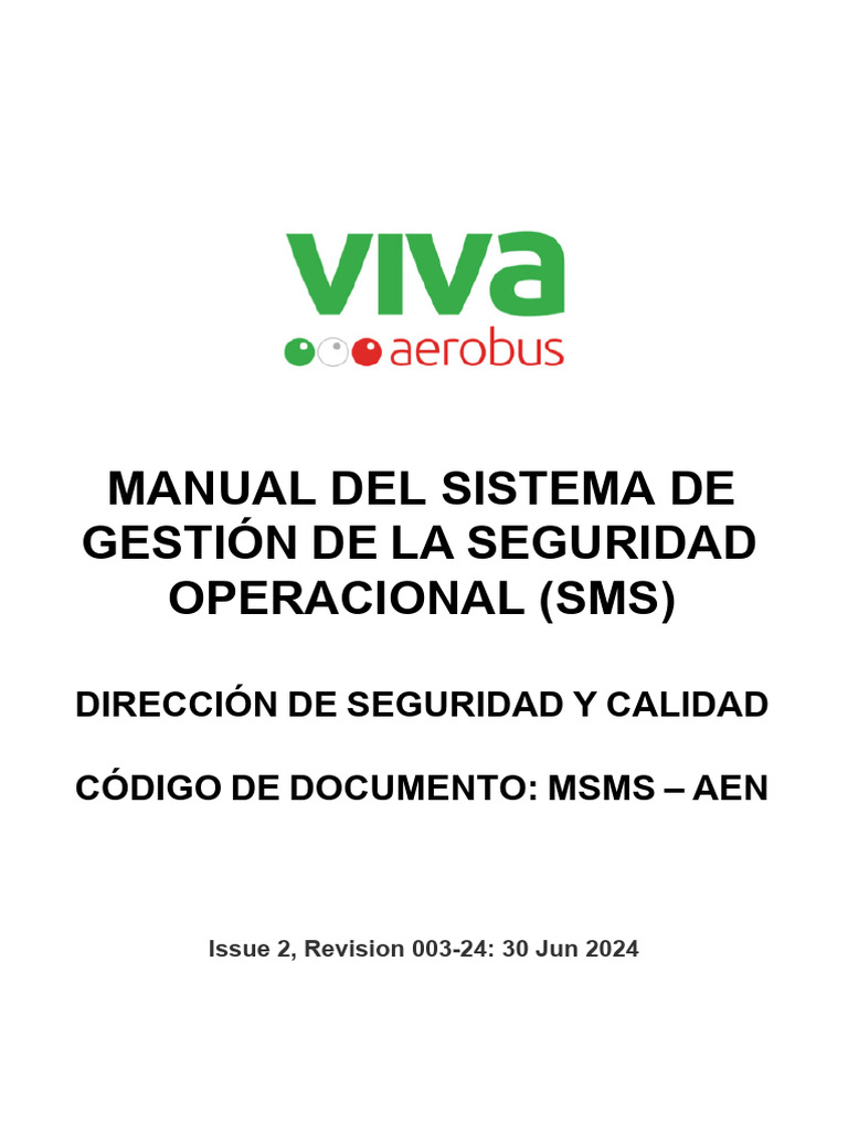 Manual Del Sistema de Gestión de La Seguridad Operacional (SMS I) - VIV ...