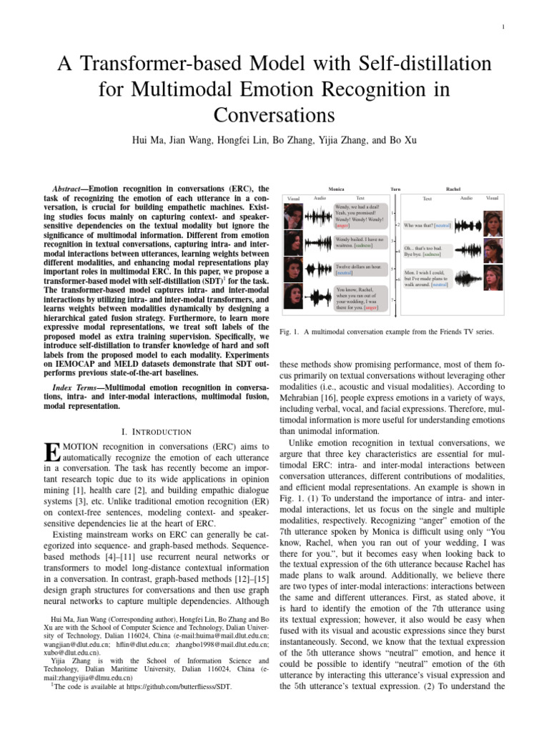 A Transformer-Based Model With Self-Distillation For Multimodal Emotion ...