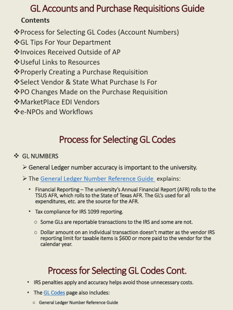 GL Accounts & Purchase Requisition Guide | PDF | Expense | Invoice