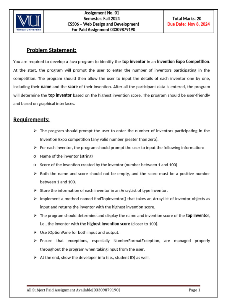 Cs506 Assignment 1 Fall 2024 | PDF | Constructor (Object Oriented Programming) | Programming