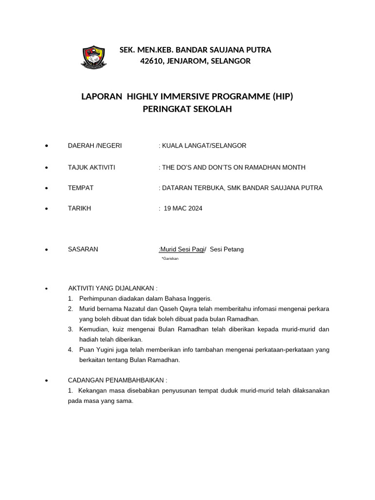 Sample HIP REPORT | PDF