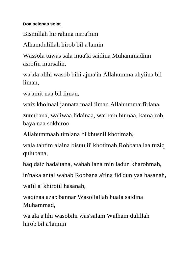 Doa Selepas Solat | PDF