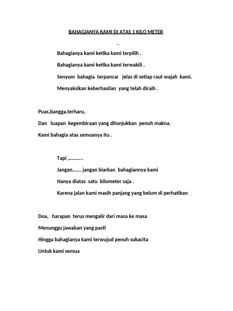 Bahagia Di Atas 1 Kilo Meter | PDF