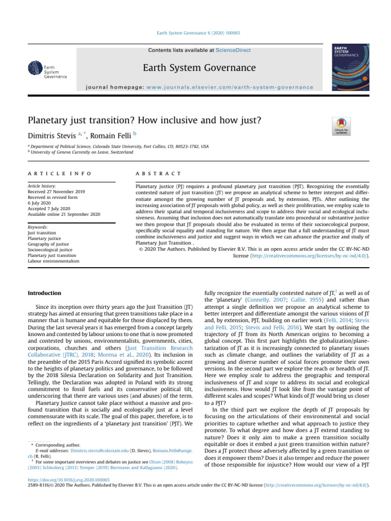 Planetary Just Transition - How Inclusive and How Just | PDF ...