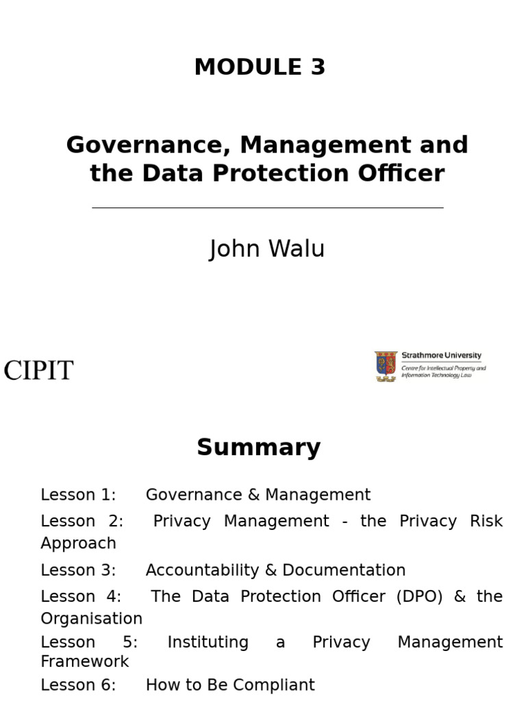 Module 3 - Data Privacy Governance | PDF | Privacy | Computer Security