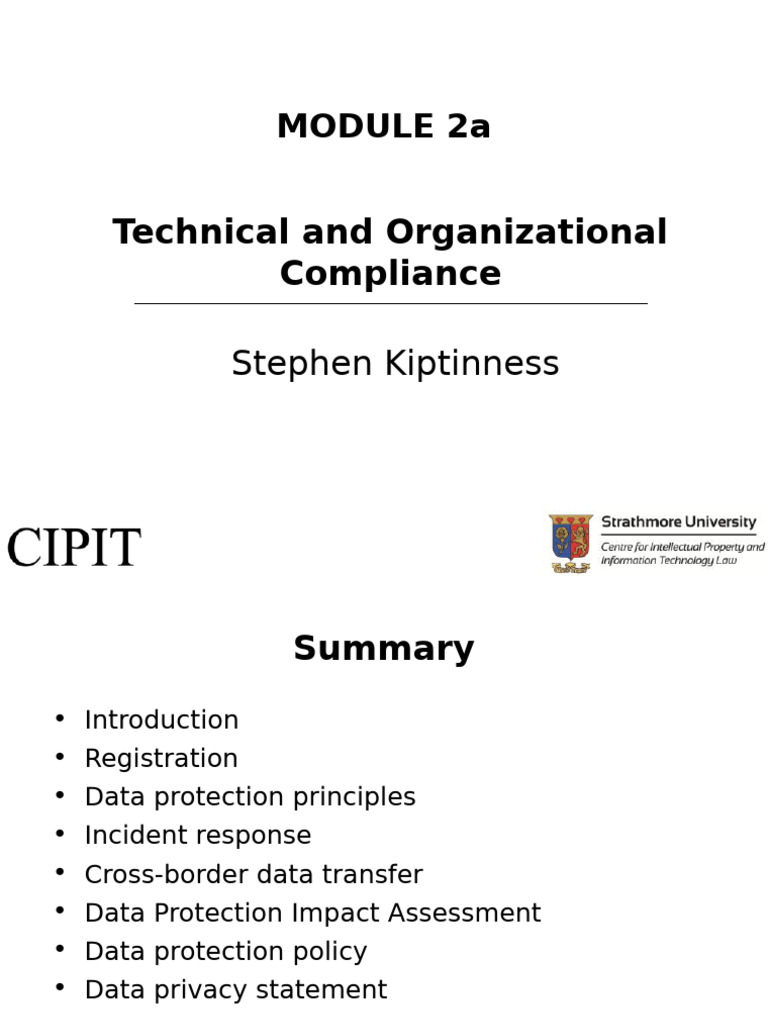 Module 2a - Technical and Organisational Compliance | PDF | Information ...