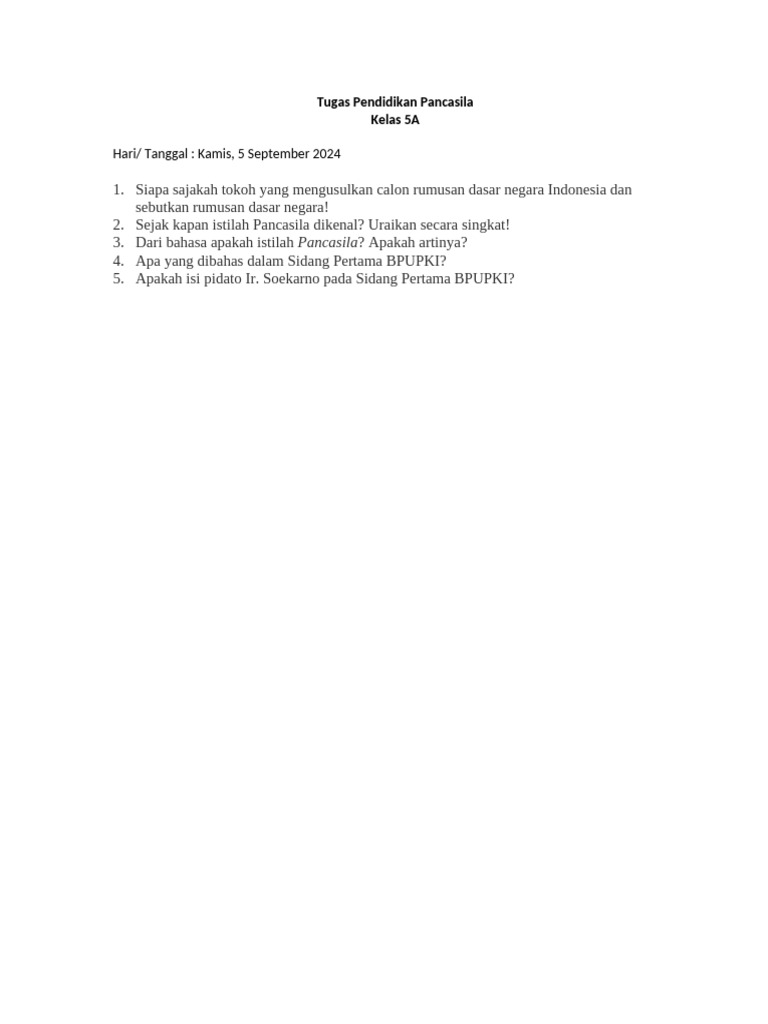 Tugas Kelas 5a | PDF