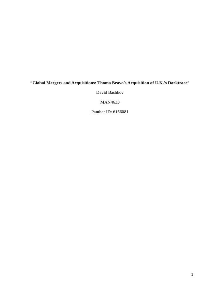 Global Mergers and Acquisitions | PDF | Mergers And Acquisitions ...