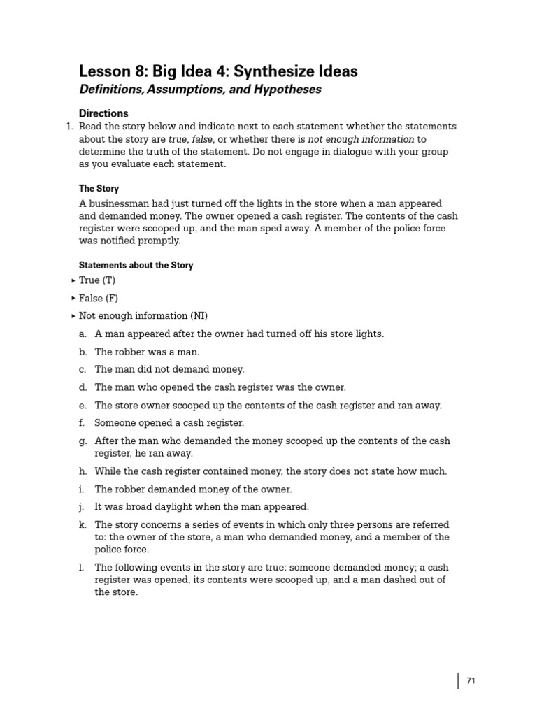 Assumptions Activity - AP Research 2021 Student Workbook-1 | PDF