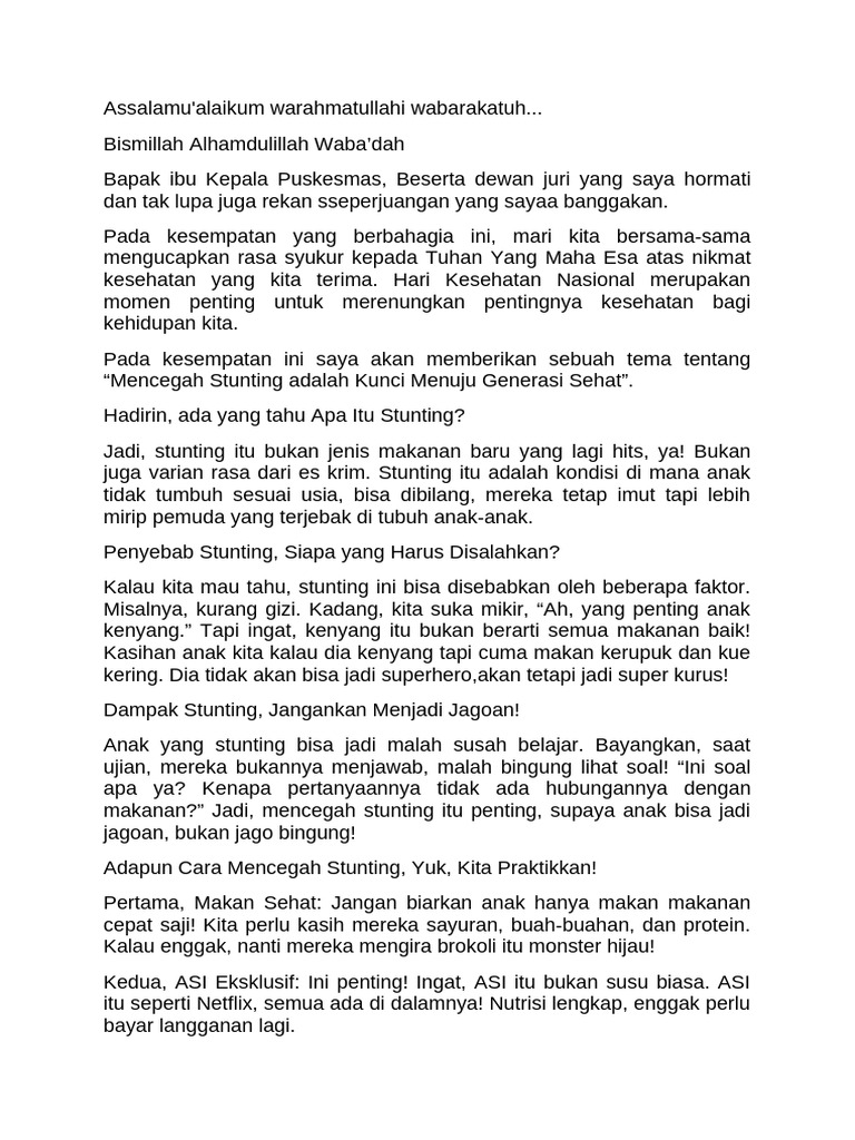 Teks Dacil Tentang Stunting 2 | PDF | Gaya Hidup